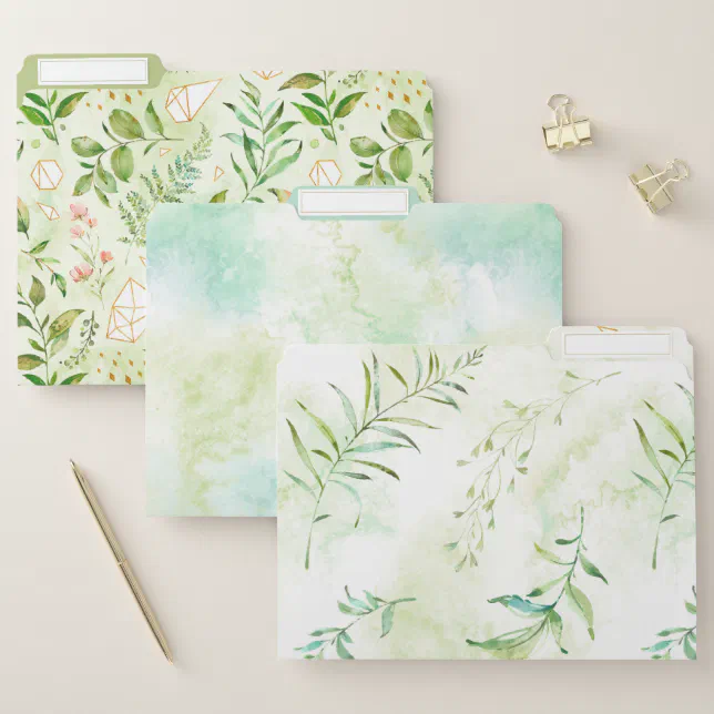 Botanical Florals Geometric Crystals Pink Flowers File Folder | Zazzle