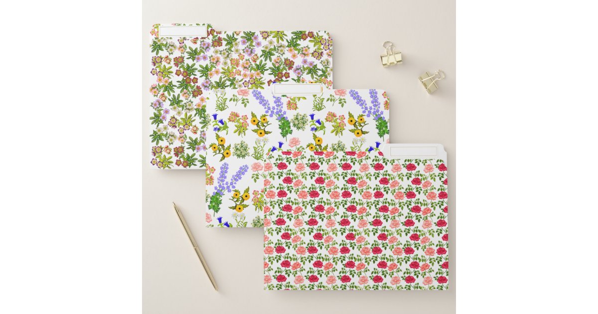 Botanical Garden Flowers File Folders | Zazzle
