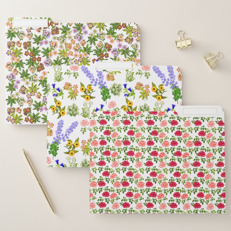 Botanical Garden Flowers File Folders | Zazzle