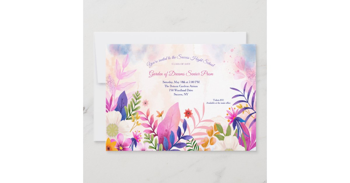 Botanical Garden of Dreams Prom Invitations | Zazzle