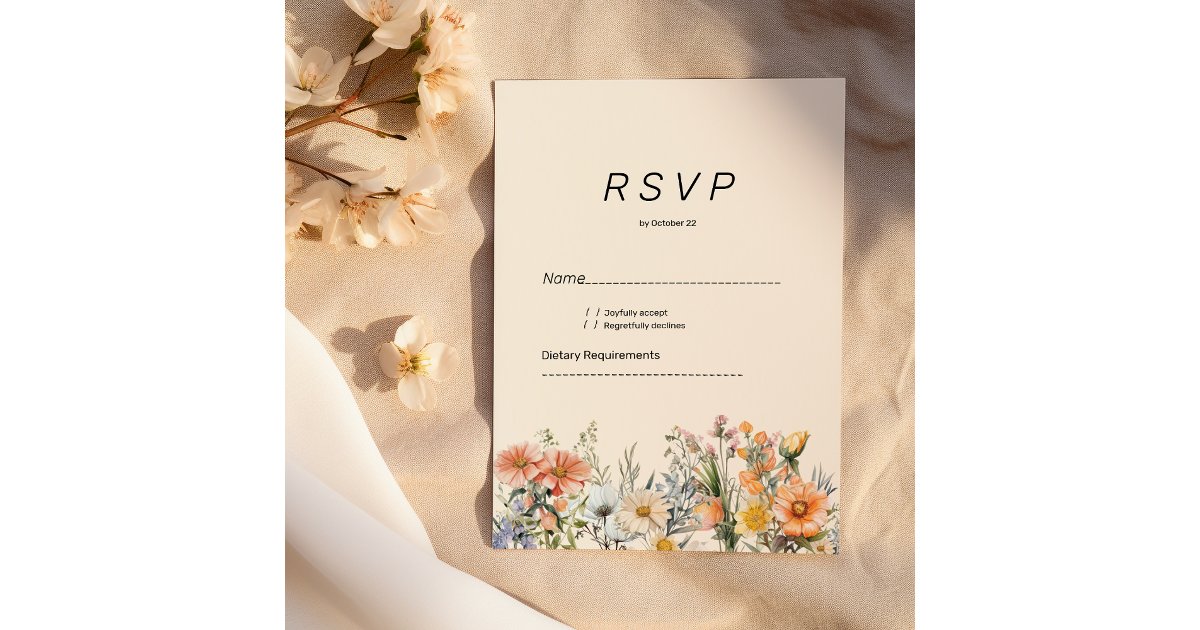 Botanical garden wildflowers floral RSVP Invitation | Zazzle