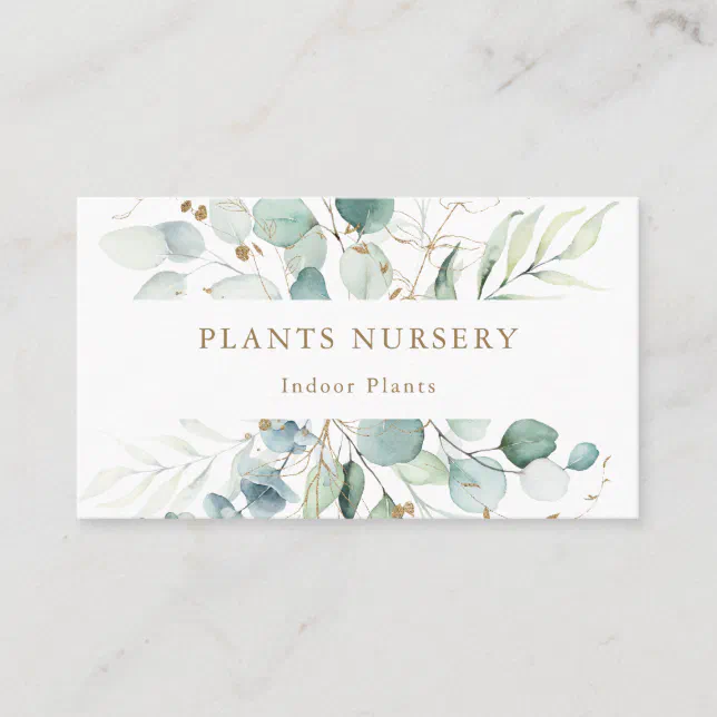 Botanical Gold and Green Plants Nursery Business Card | Zazzle