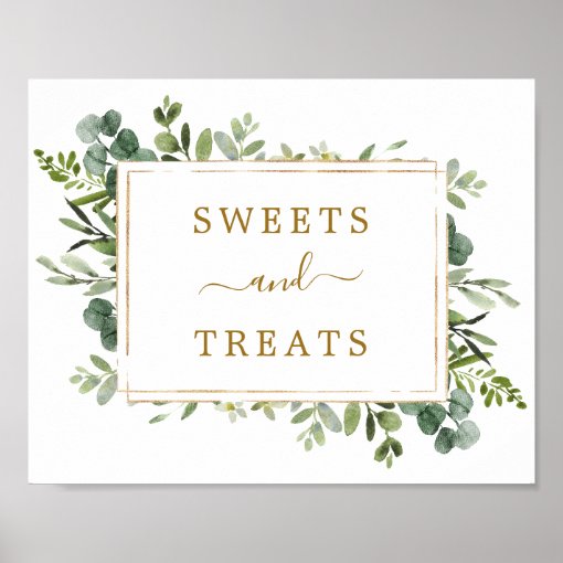Botanical Gold Green Sweets & Treats Dessert Sign | Zazzle