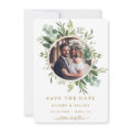 Botanical Gold Green Wreath Wedding Photo Save The Date | Zazzle
