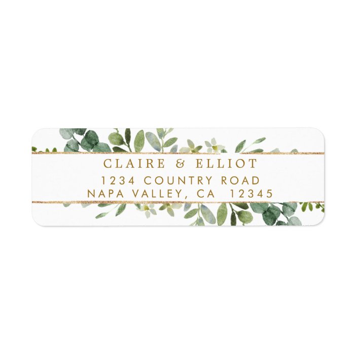 Botanical Gold Greenery Return Address Label | Zazzle.com