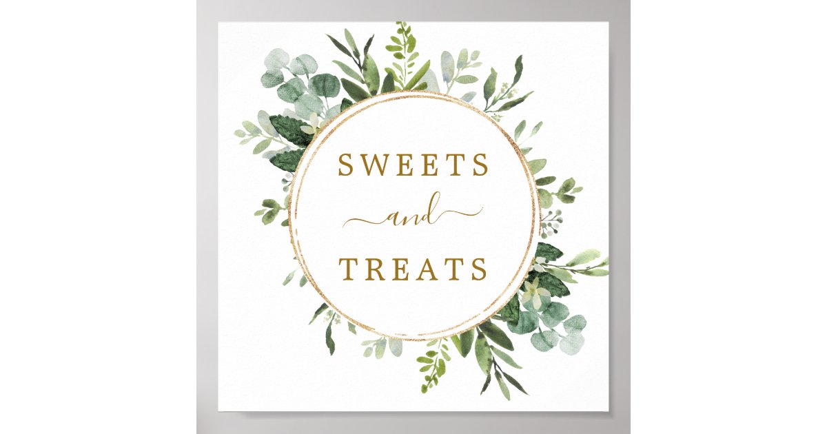 Botanical Gold Sweets & Treats Square Dessert Sign | Zazzle