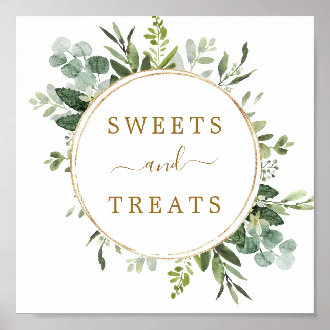 Botanical Gold Sweets & Treats Square Dessert Sign | Zazzle