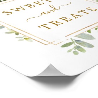 Botanical Gold Sweets & Treats Square Dessert Sign | Zazzle