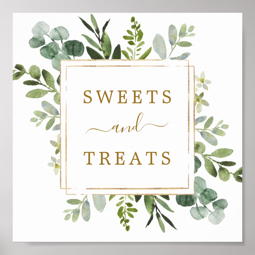 Botanical Gold Sweets & Treats Square Dessert Sign | Zazzle