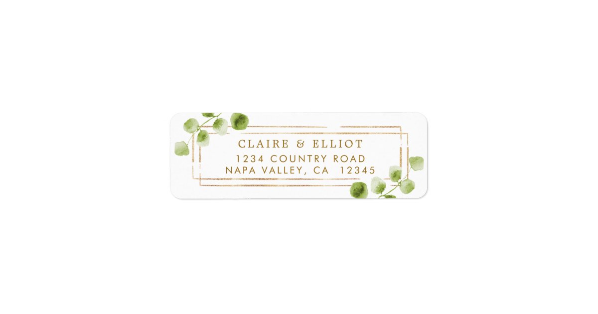 Botanical Gold Watercolor Return Address Label | Zazzle