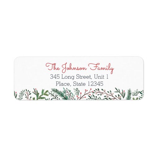 Botanical green Christmas Holiday | Pine Tree Label | Zazzle