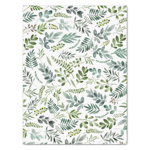 Botanical Green Leaves Watercolor Pattern Tissue Paper | Zazzle