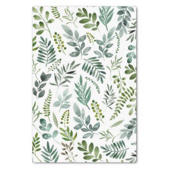 Botanical Green Leaves Watercolor Pattern Tissue Paper | Zazzle