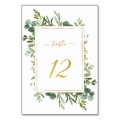 Botanical Green Wedding Gold Glitter Number 12, Table Number | Zazzle