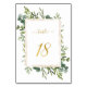 Botanical Green Wedding Gold Glitter Number 18, Table Number | Zazzle
