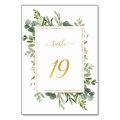 Botanical Green Wedding Gold Glitter Number 19, Table Number | Zazzle
