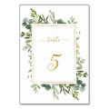 Botanical Green Wedding Gold Glitter Number 5, Table Number | Zazzle