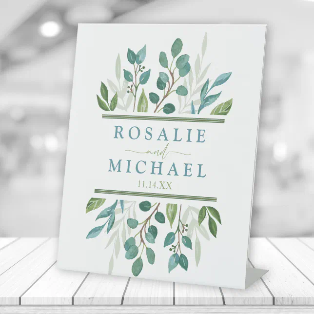 Botanical Greenery Custom Name Pedestal Sign | Zazzle