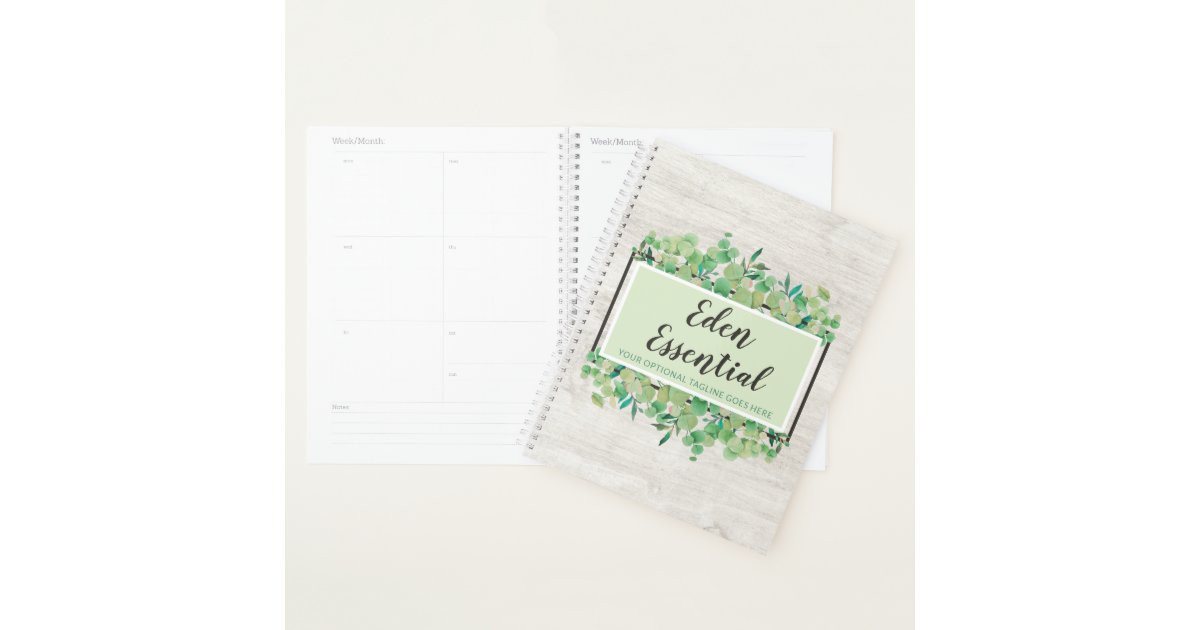 Botanical Greenery Eucalyptus & Rustic Wood Eco Planner | Zazzle