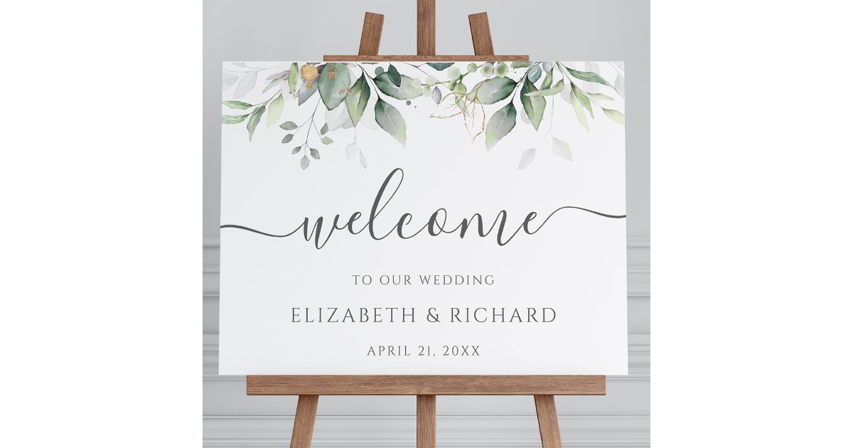 Botanical Greenery Eucalyptus Wedding Welcome Foam Board | Zazzle