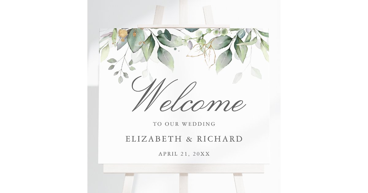 Botanical Greenery Eucalyptus Wedding Welcome Sign | Zazzle
