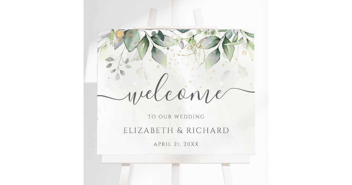 Botanical Greenery Eucalyptus Wedding Welcome Sign | Zazzle
