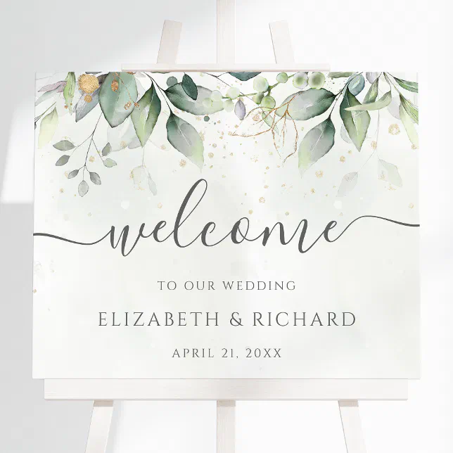 Botanical Greenery Eucalyptus Wedding Welcome Sign | Zazzle