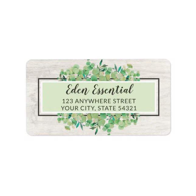 Botanical Greenery Eucalyptus & Wood Address Label | Zazzle