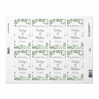 Botanical Greenery | Leaf | Wedding Wine Label | Zazzle
