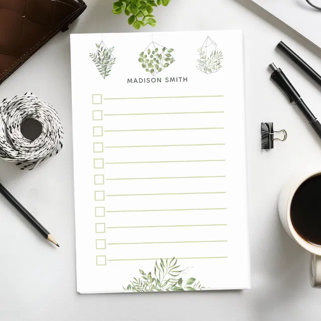 Botanical Greenery Terrarium Custom To Do List Post-it Notes | Zazzle