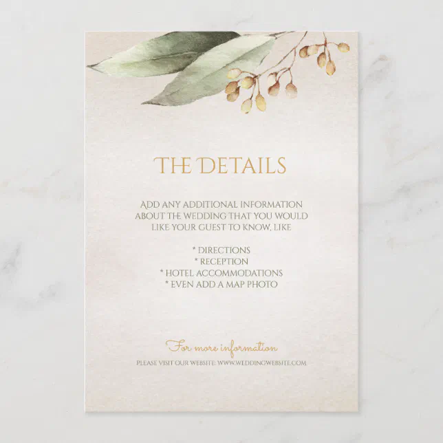 Botanical greenery vintage rustic detail card | Zazzle