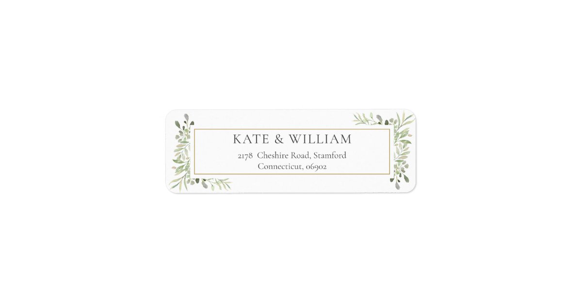 Botanical Greenery Watercolour Foliage Address Label | Zazzle