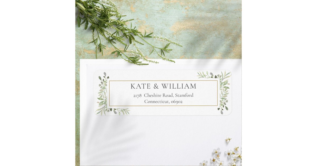 Botanical Greenery Watercolour Foliage Address Label | Zazzle