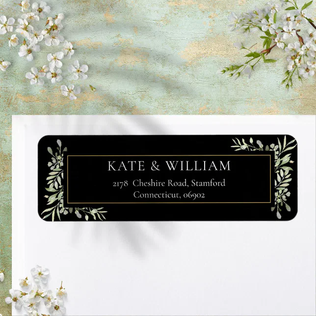 Botanical Greenery Watercolour Leaves Address Label | Zazzle