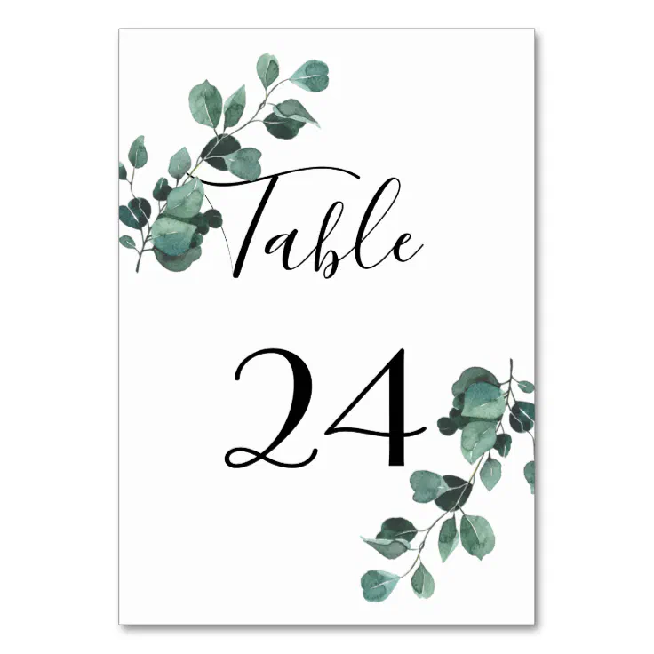 Botanical Greenery Wedding Table Number | Zazzle