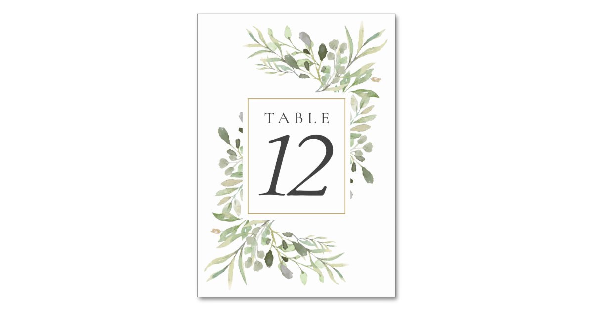 Botanical Greenery Wedding Table Numbers | Zazzle
