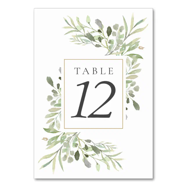 Botanical Greenery Wedding Table Numbers | Zazzle