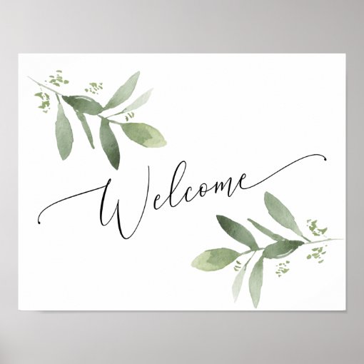Botanical Greenery Welcome Sign Wedding or shower | Zazzle