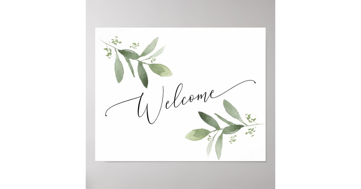 Botanical Greenery Welcome Sign Wedding or shower | Zazzle