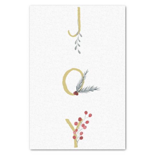 Botanical Holiday Joy Rustic Gold Minimal Party Tissue Paper | Zazzle.com