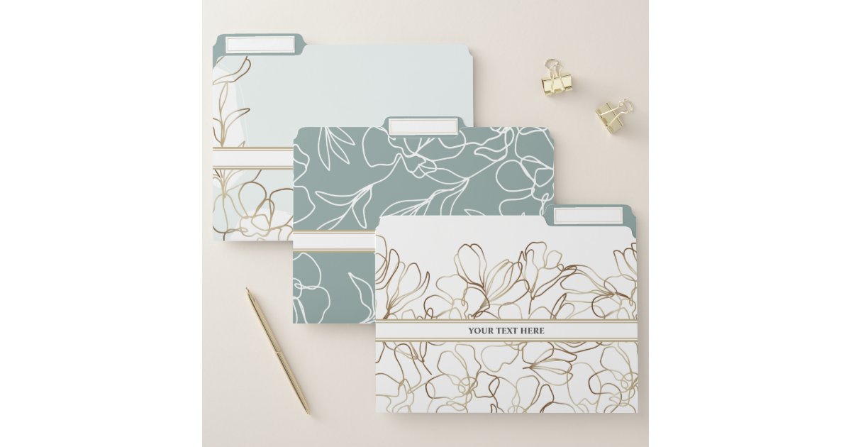 Botanical Home Office Personalized File Folder Set | Zazzle
