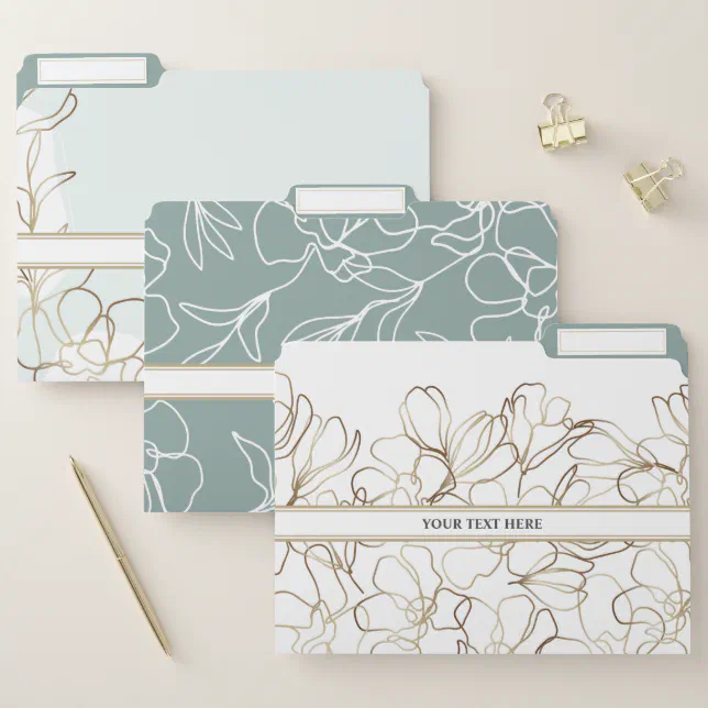 Botanical Home Office Personalized File Folder Set | Zazzle