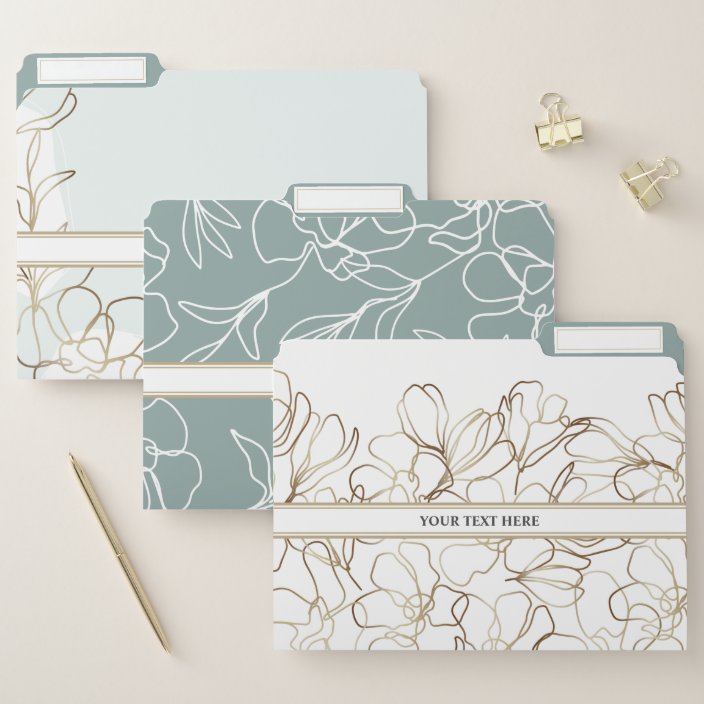 Botanical Home Office Personalized File Folder Set | Zazzle.com
