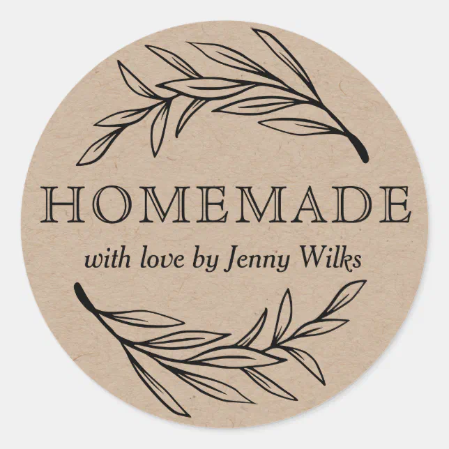 Botanical Homemade With Love Small Business Classic Round Sticker | Zazzle