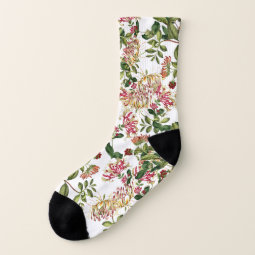 Botanical Honeysuckle Flowers Socks | Zazzle