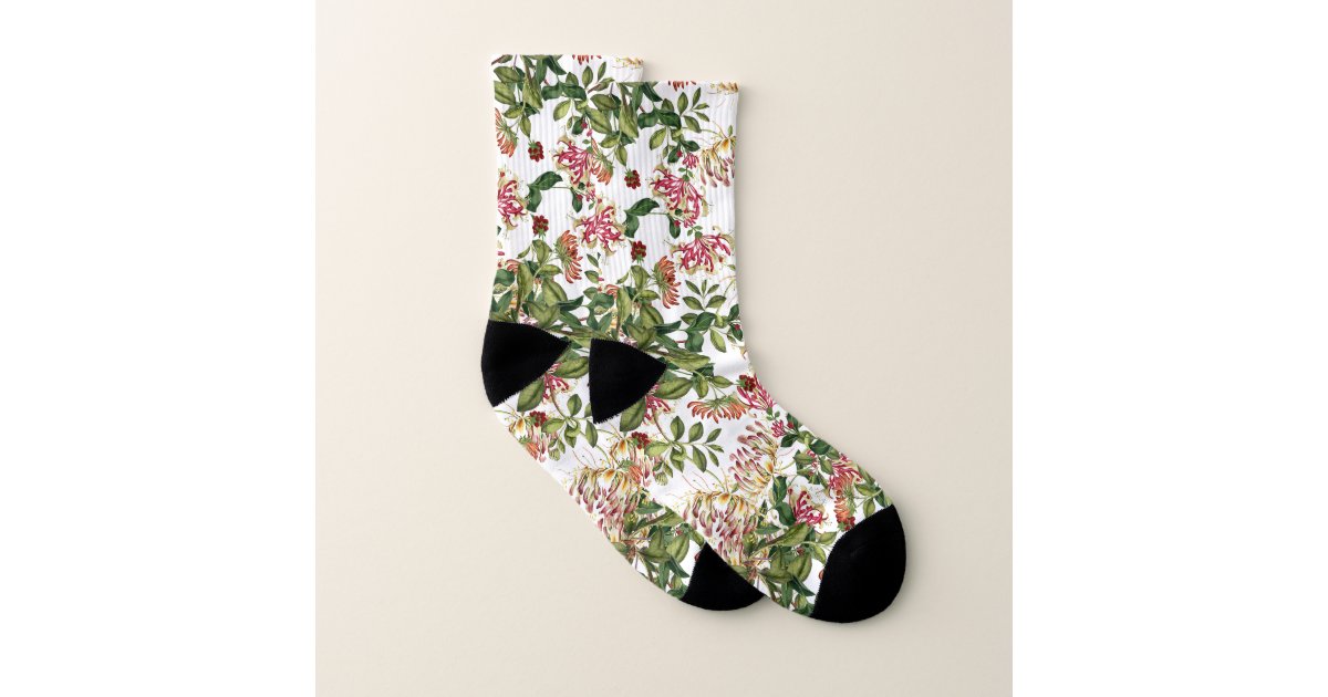Botanical Honeysuckle Flowers Socks | Zazzle