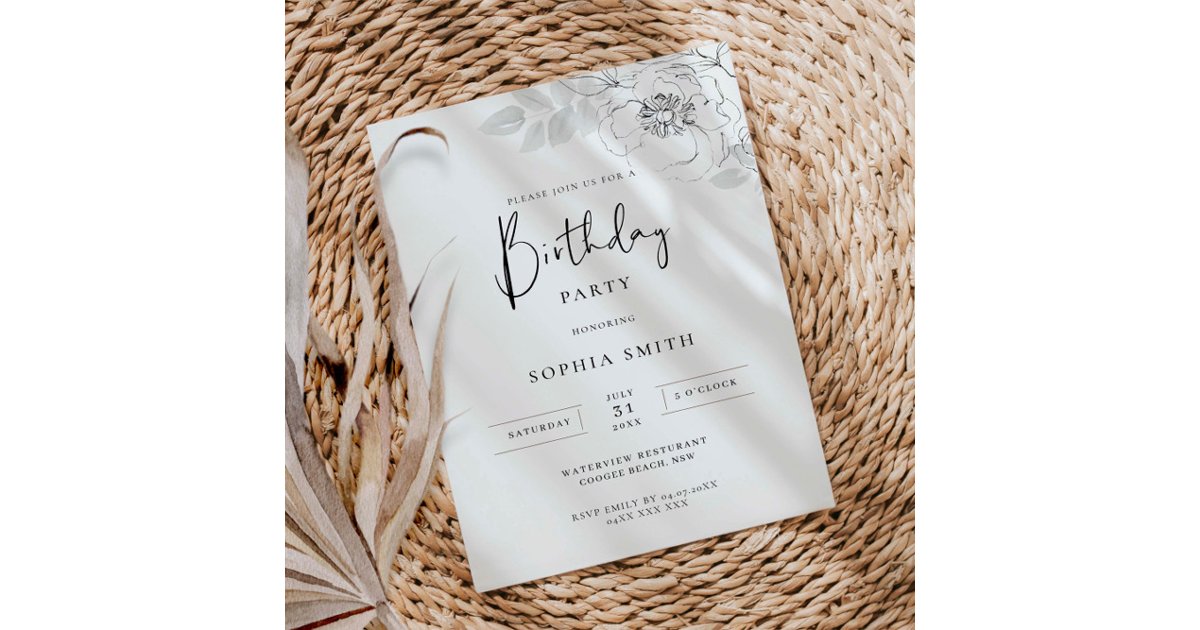 Botanical Illustration Birthday Party Invitation | Zazzle