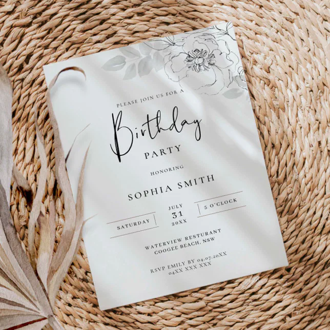 Botanical Illustration Birthday Party Invitation | Zazzle