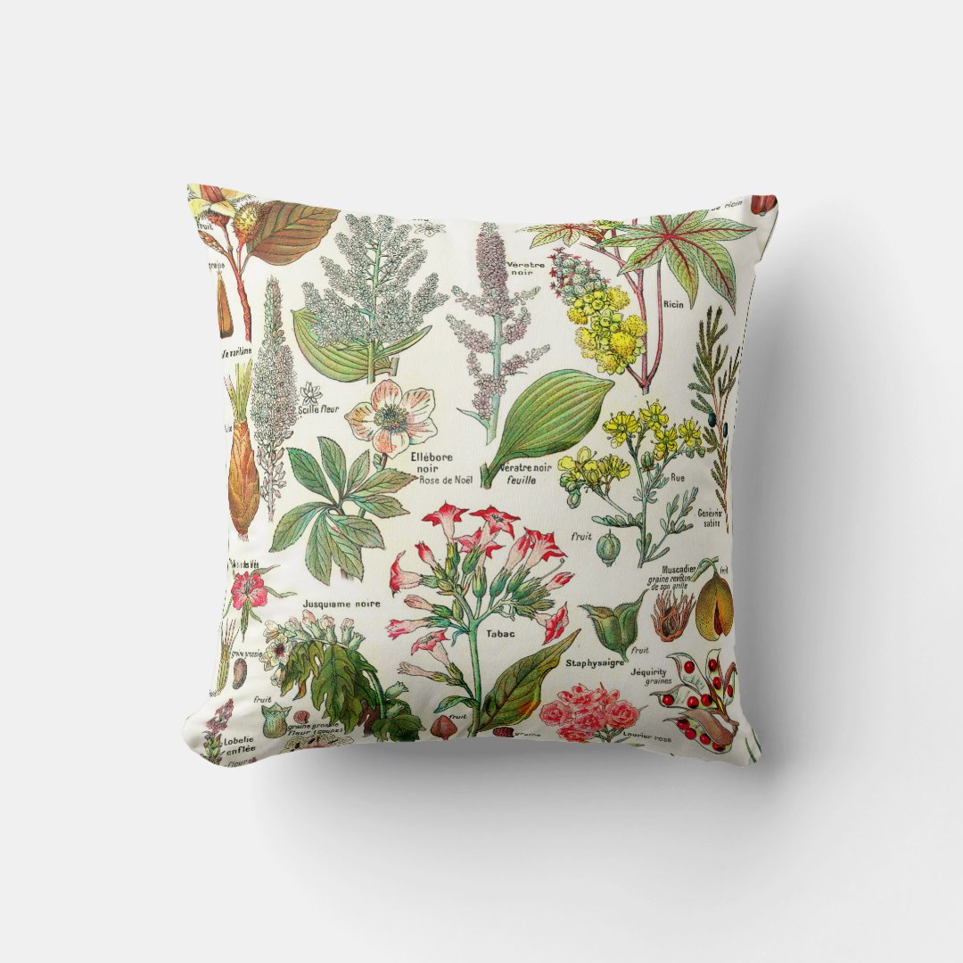 Botanical Illustrations Throw Pillow | Zazzle
