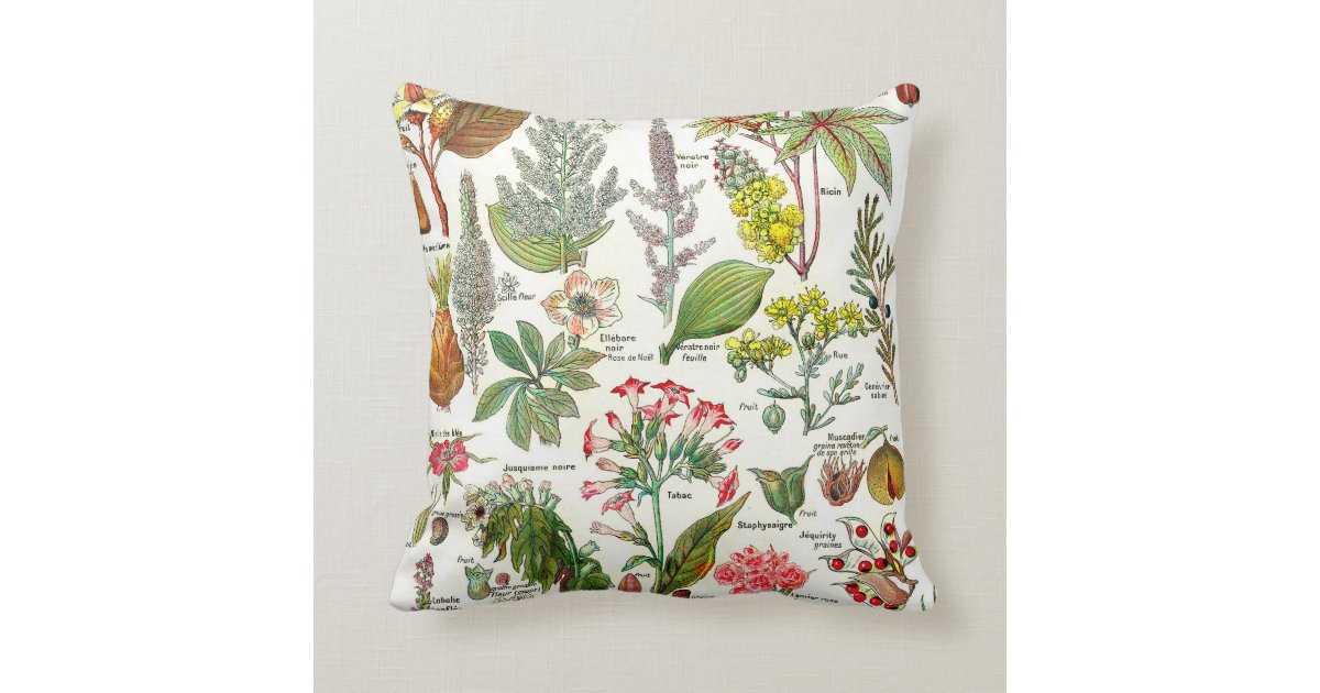 Botanical Illustrations Throw Pillow | Zazzle.com
